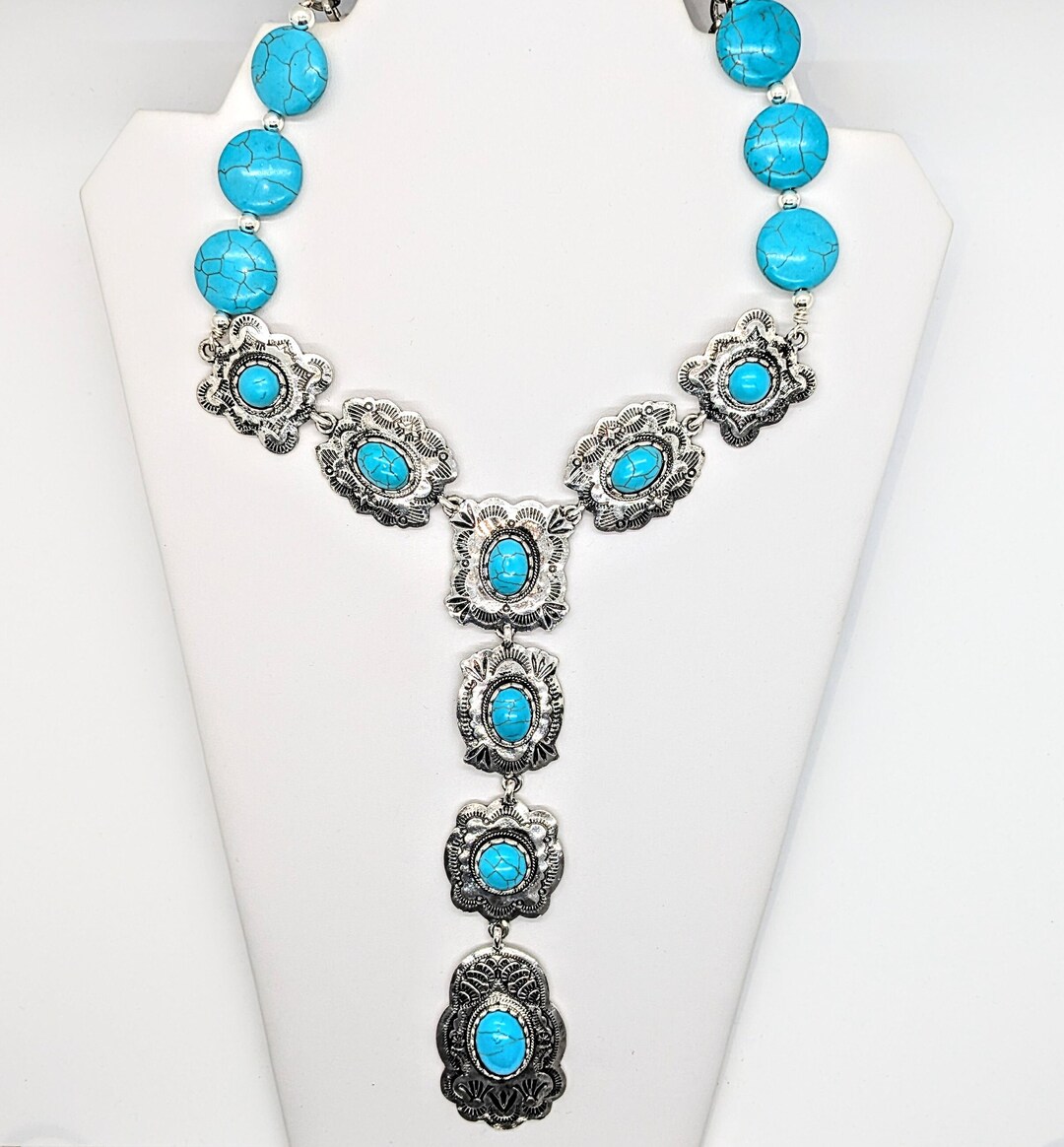 Southwest Turquoise Concho Necklace/cowgirl Necklace/native American ...