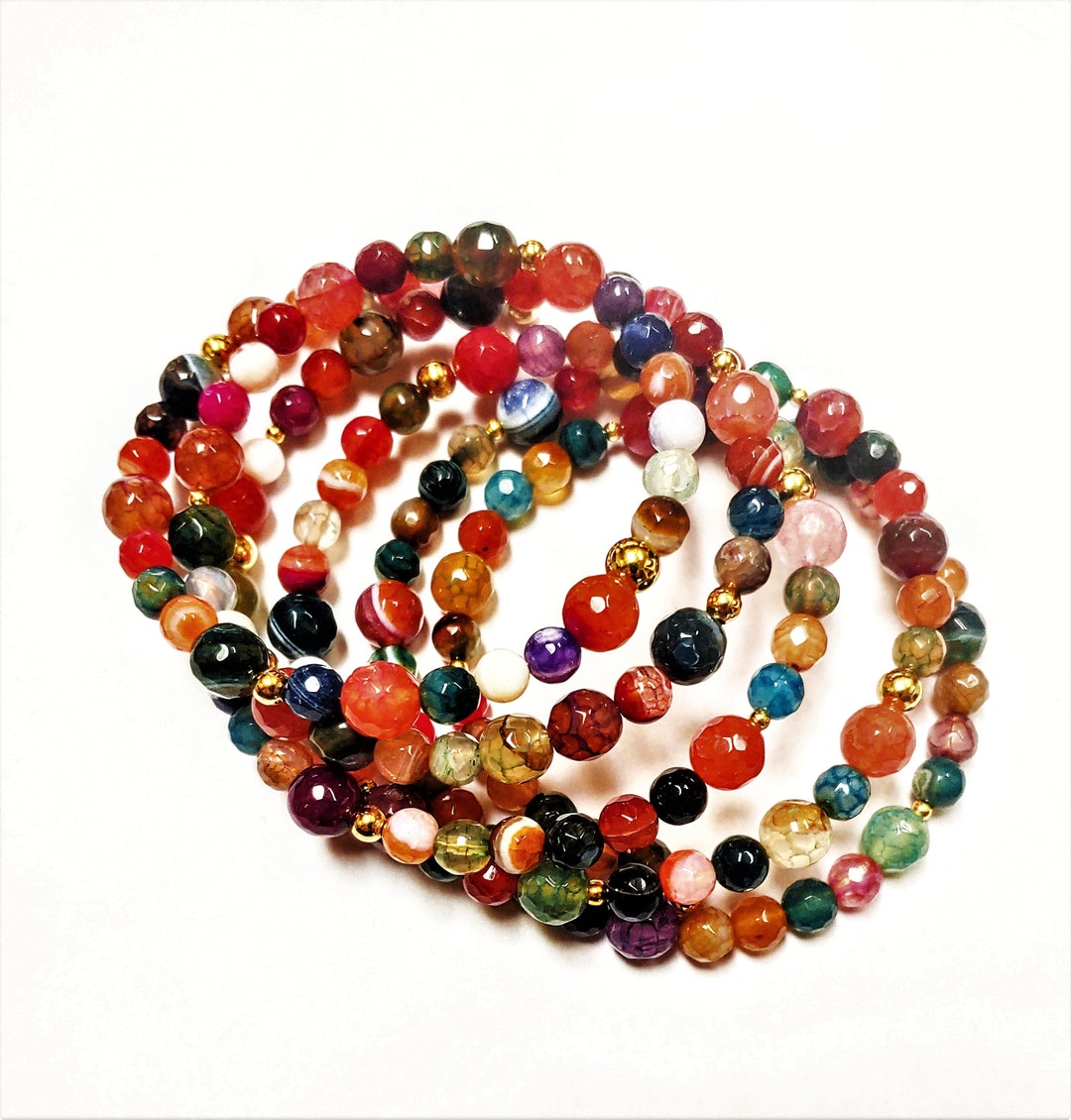 Multi Color Bracelet/rainbow Agate Bracelet/quench Cracked Rainbow ...