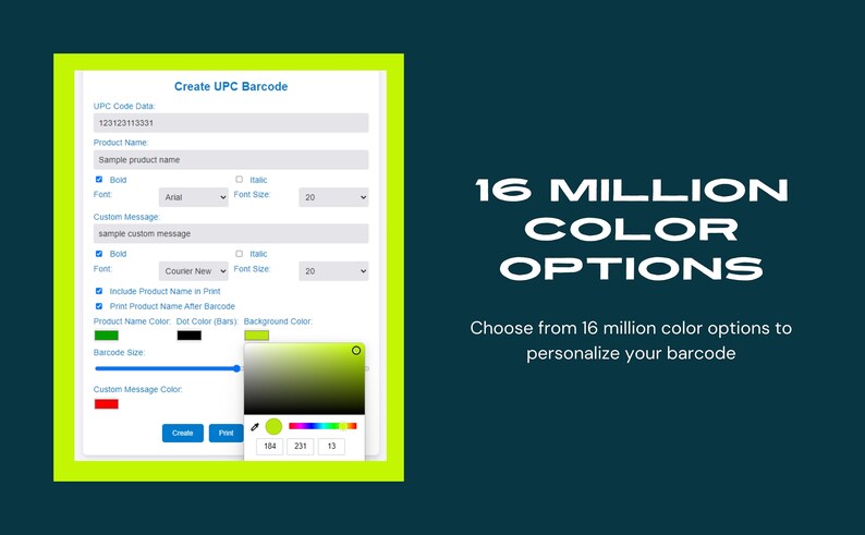 UPC Barcode Generator Software | Customizable Colors and Fonts ...