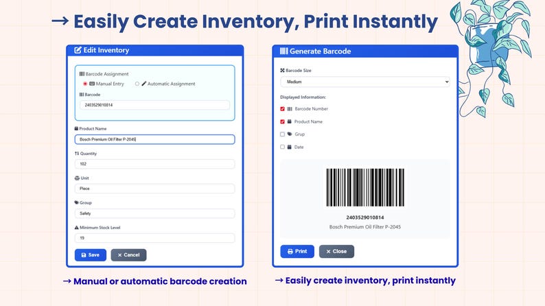 Build Inventory & Stock Cards, Generate Barcodes, Print, Export to ...