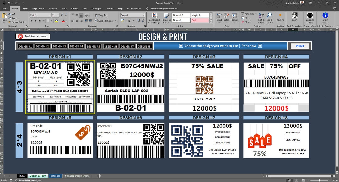 Excel Barcode Print Pro | QR Code & Code128 Generator - Etsy