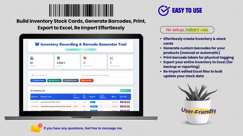 Build Inventory & Stock Cards, Generate Barcodes, Print, Export to ...
