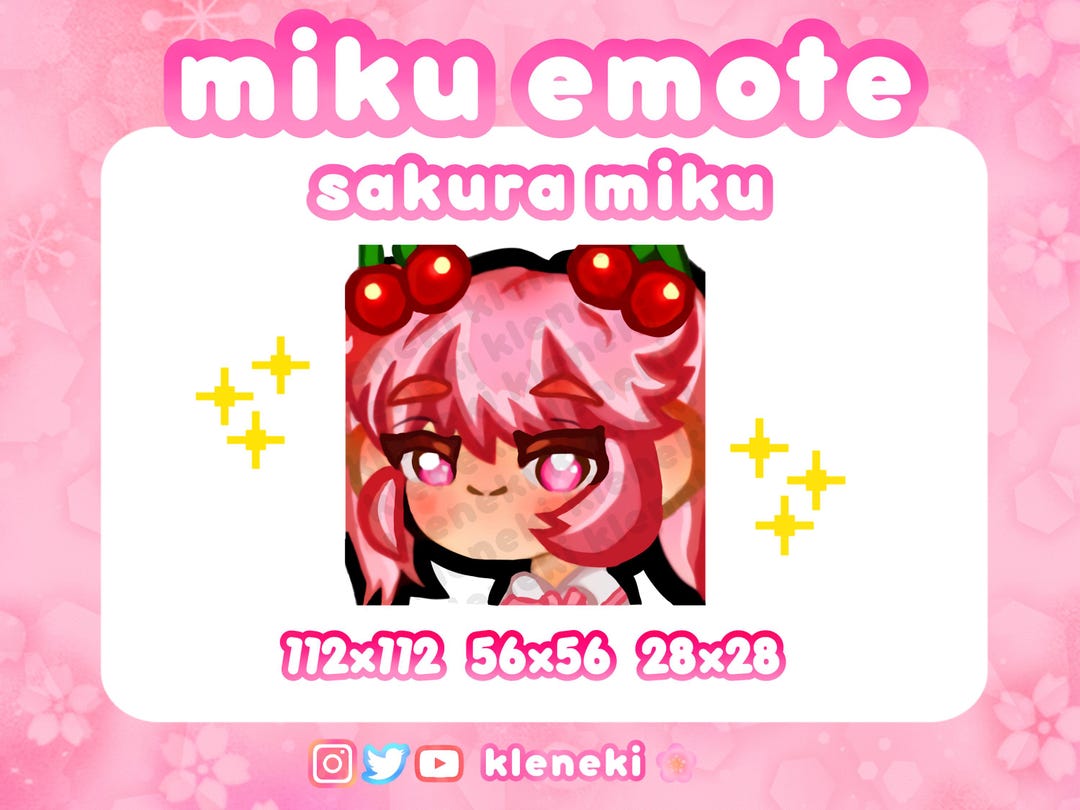 Kawaii Sakura Hatsune Miku Twitch Discord Emote for Streaming on Stream ...