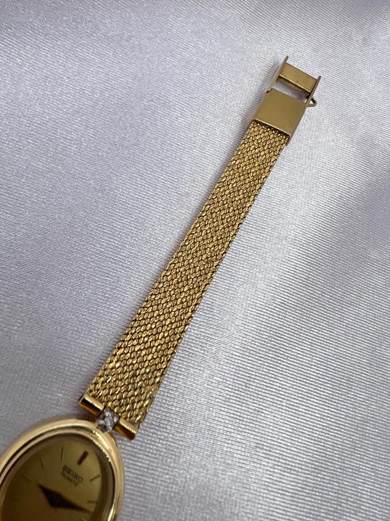Vintage Seiko Gold Tone Two real genuine Diamond Beze… - Gem