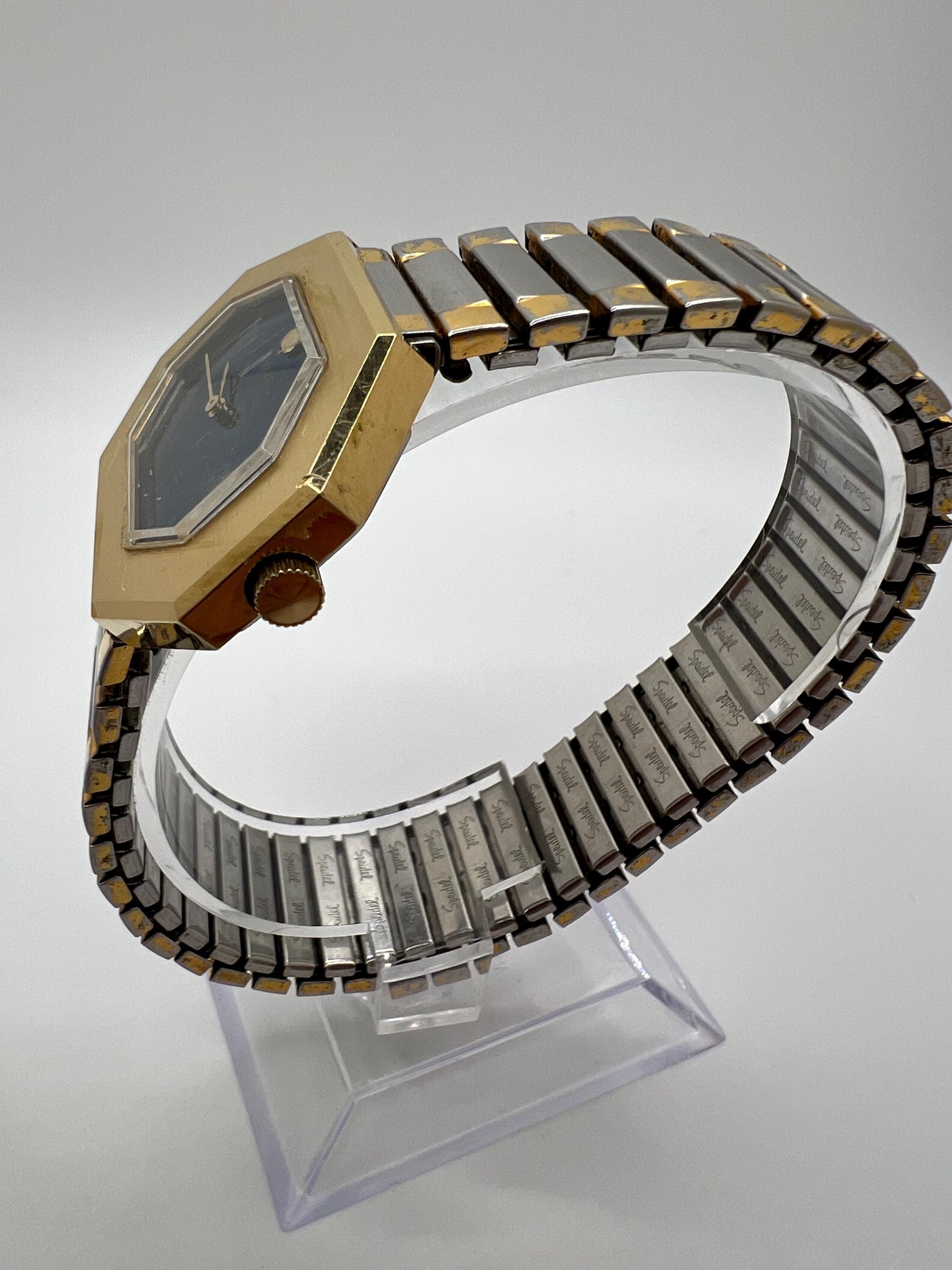 Rare Vintage Men’s Gold Seiko Blue Dial Octagon Case Stretchable Band ...