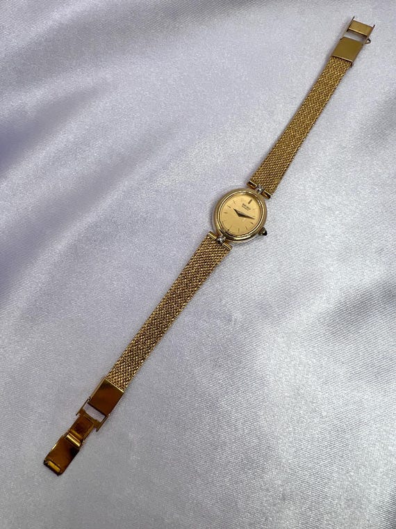 Vintage Seiko Gold Tone Two real genuine Diamond Beze… - Gem