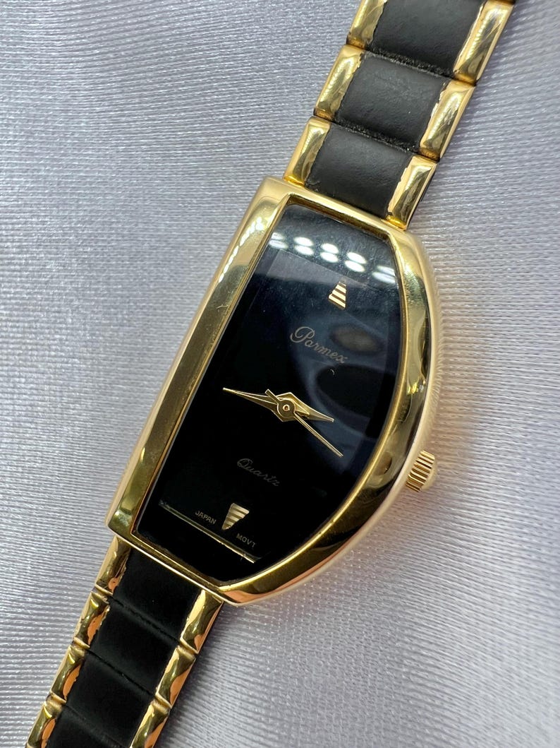 Vintage Gold Tone Half Moon Crescent Parmex Women’s Watch Dainty Classy ...