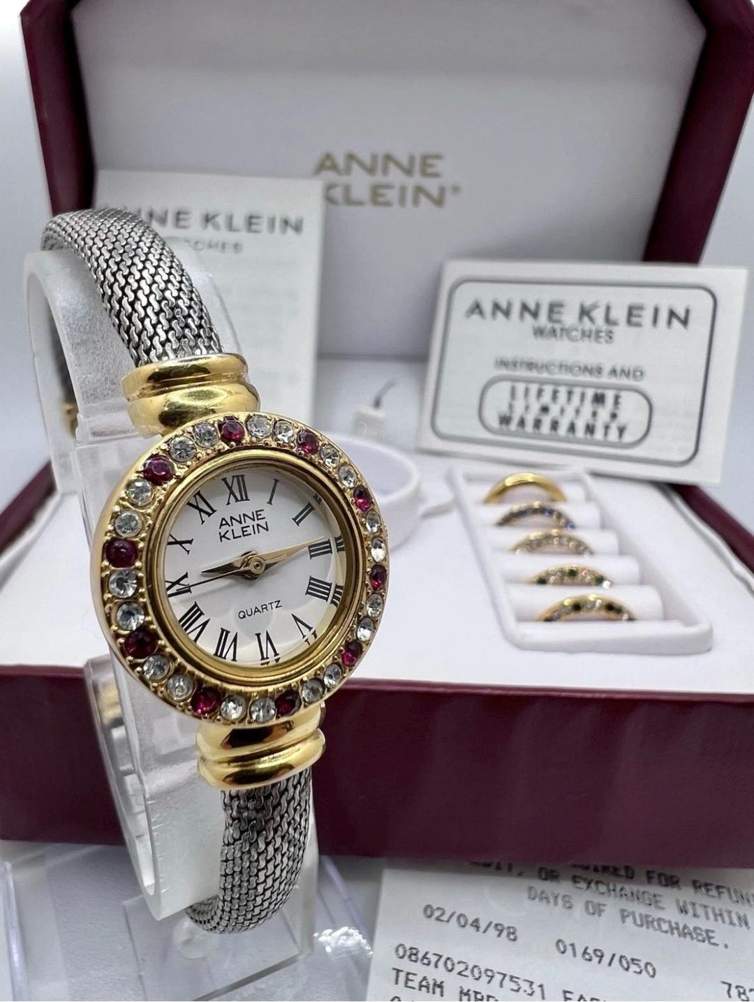 Vintage 90’s Anne Klein Cuff Bangle Watch Interchangeable Bezel ...