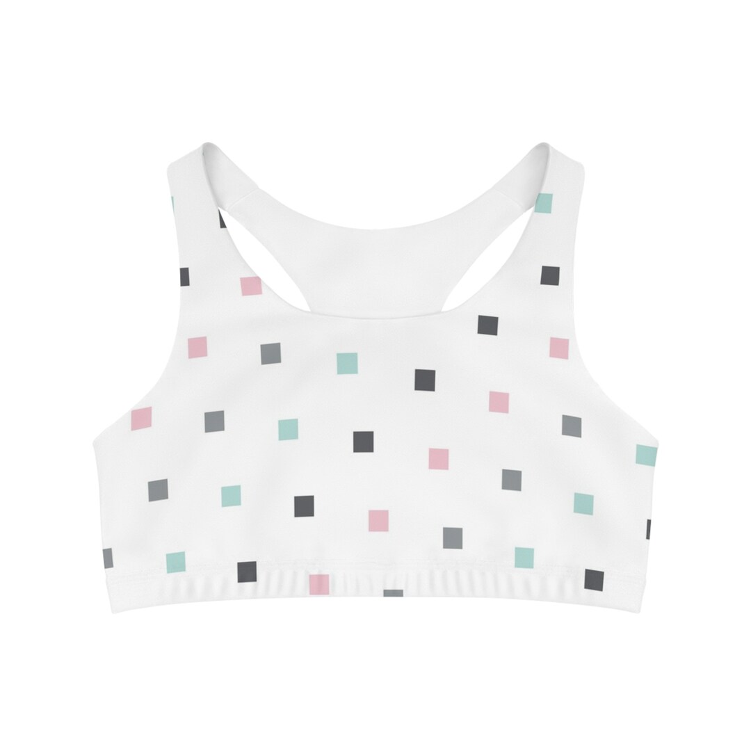 Women's Sports Bra, Cute Polka Dot Pattern, Athletic Activewear, High ...