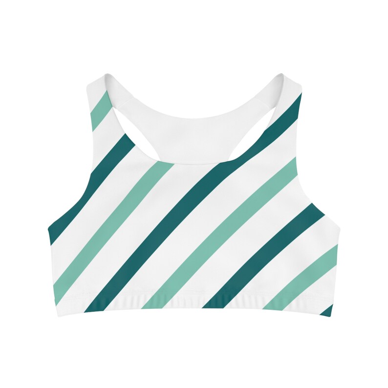 Stylish Striped Sports Bra, High Support Activewear, Workout Fitness ...
