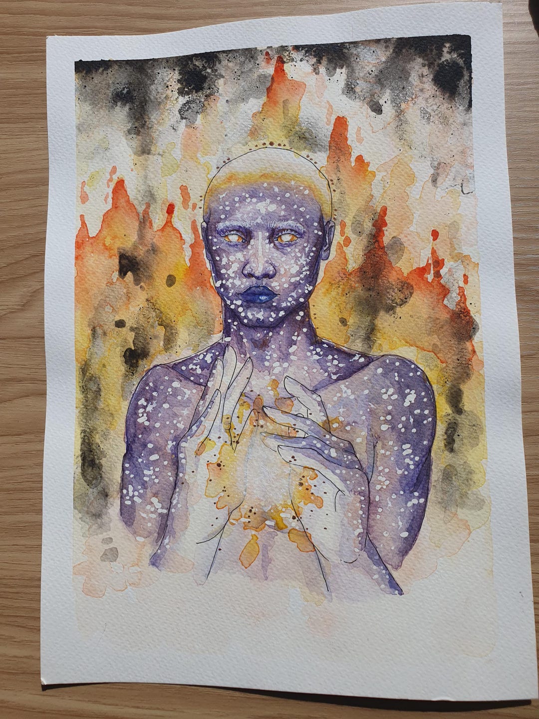 Nature Inspired Element Watercolour Original Artwork | Orange Fantasy ...