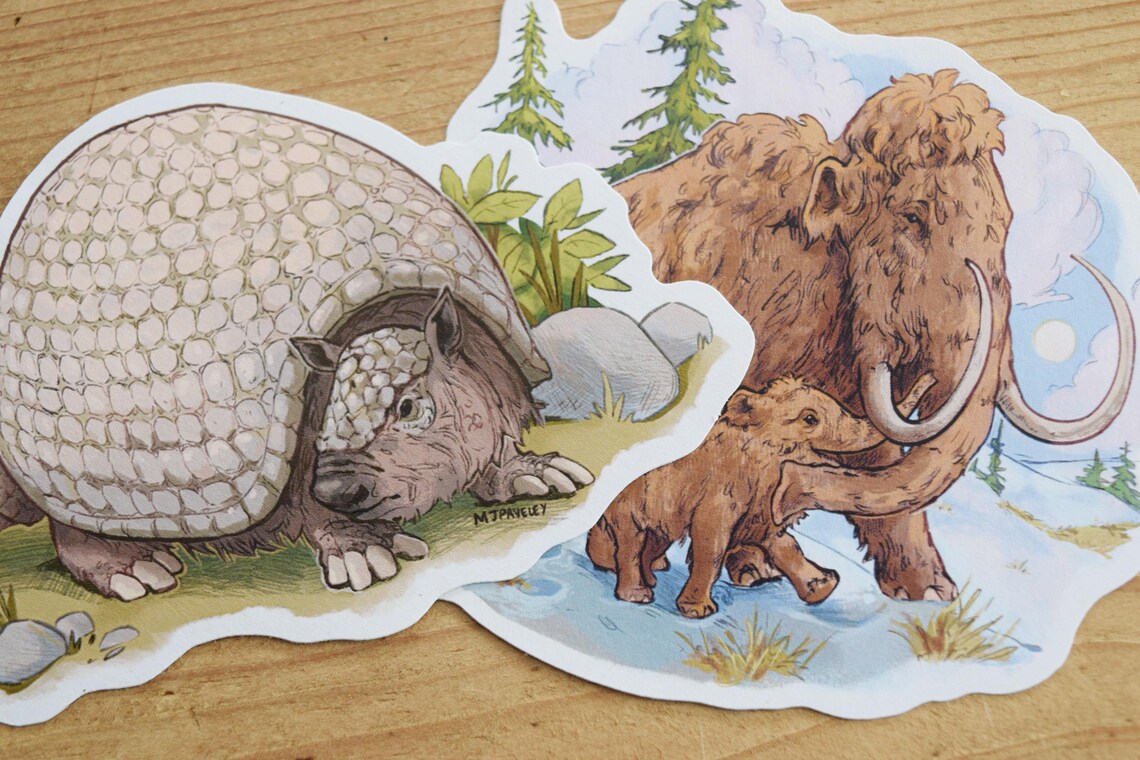 Ice Age Animal Stickers, Woolly Mammoth and Glyptodon - Etsy