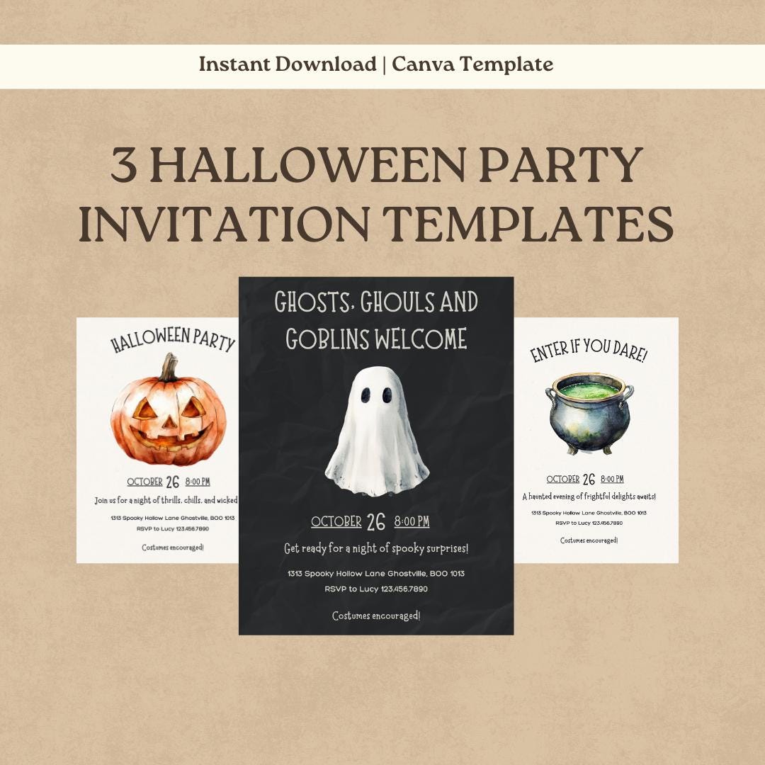 Editable Halloween Party Invitation Templates Canva Editable Digital ...
