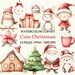 Cute Christmas Watercolor Clipart 15 PNG Files Santa, Reindeer ...