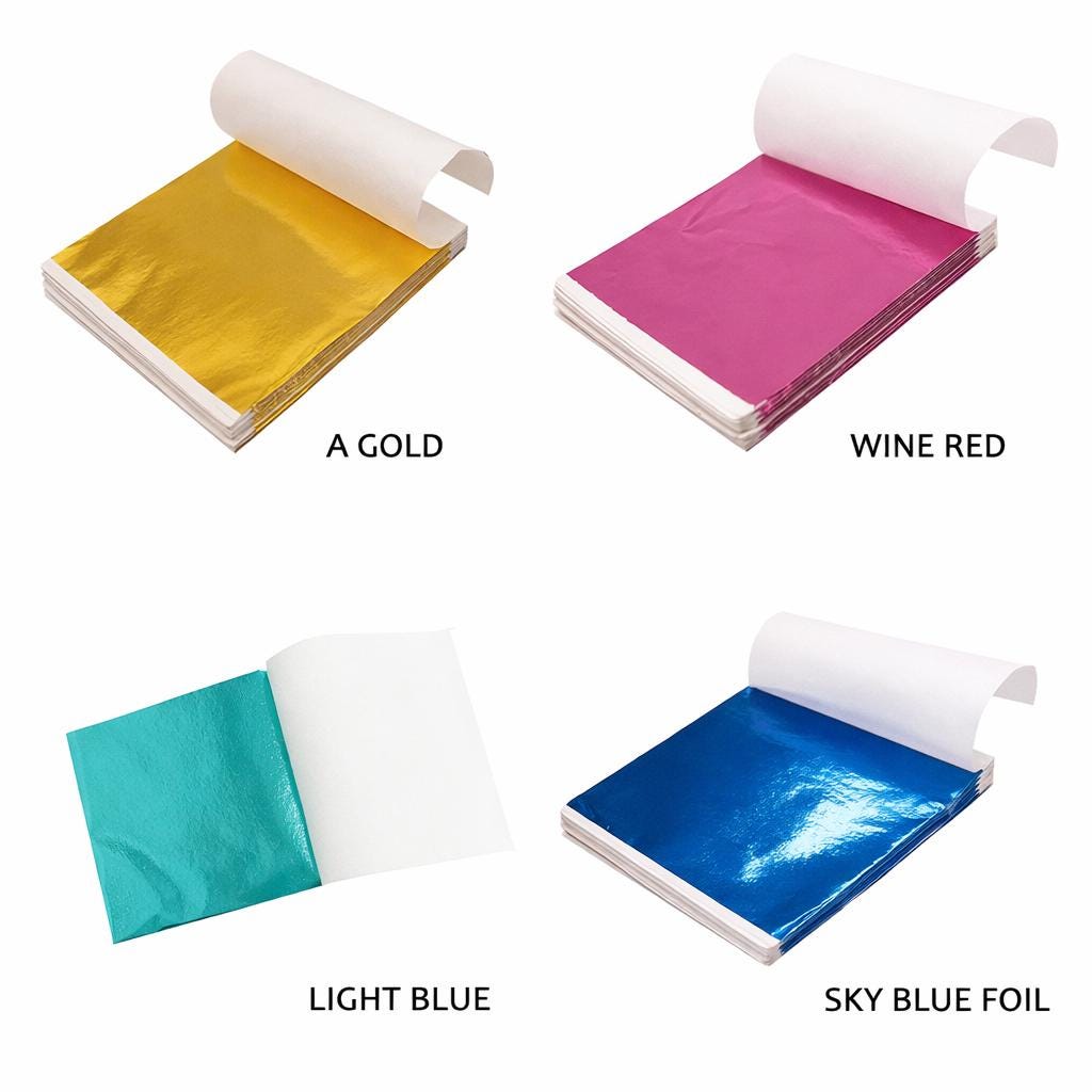 100 Sheets 8.5×8.5cm Imitation Gold Leaf Foil Sheets | Metal Leaf for ...