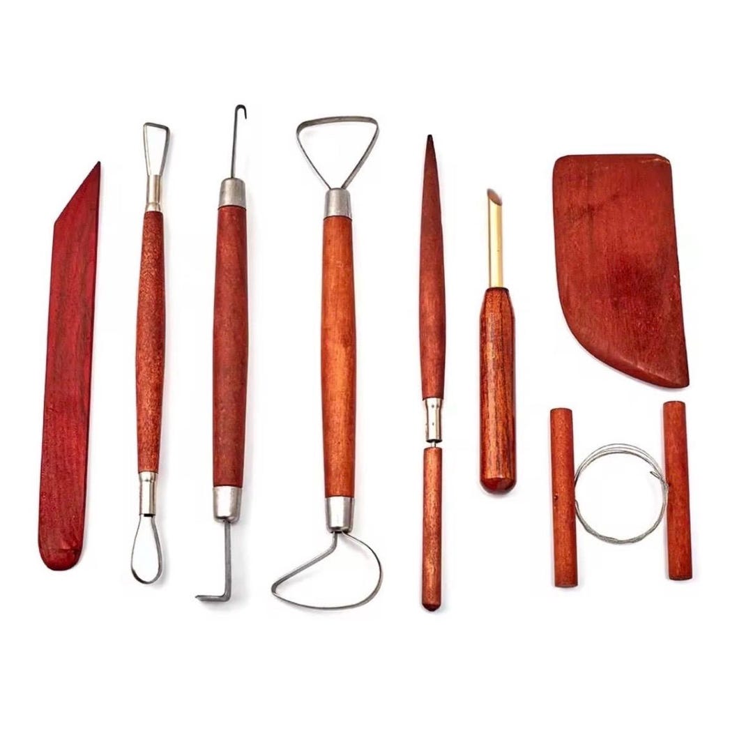 8-piece Clay Shaping Tool Set | Steel Needle, Scraper, Cutting, and ...