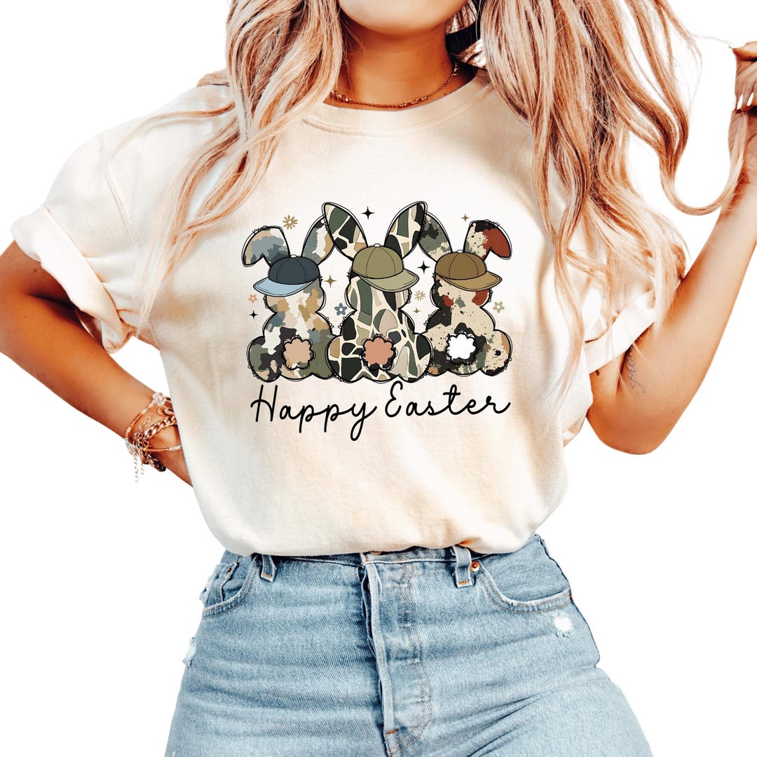 Camo Easter Bunny T-shirt - Hunting Easter Egg Hunter Shirt - Military ...