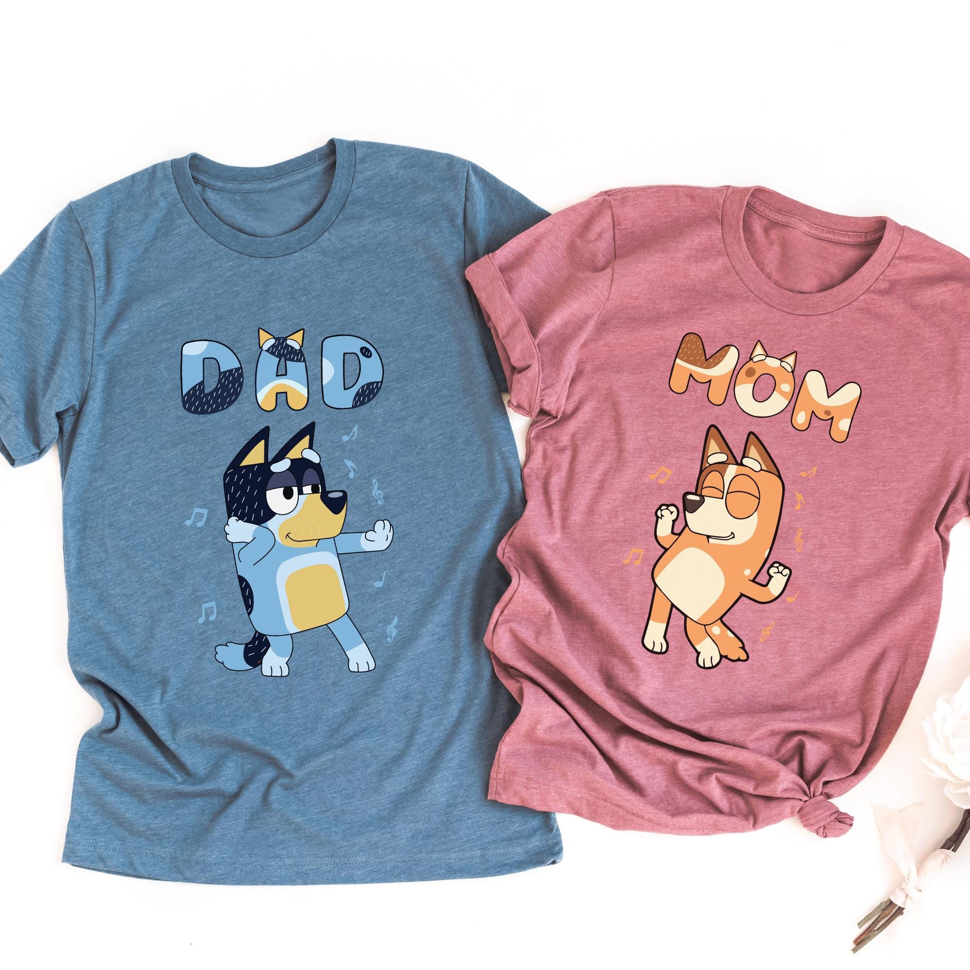 Funny Blue Dog Dancing T-shirt: Matching Dad Mum Shirts - Etsy