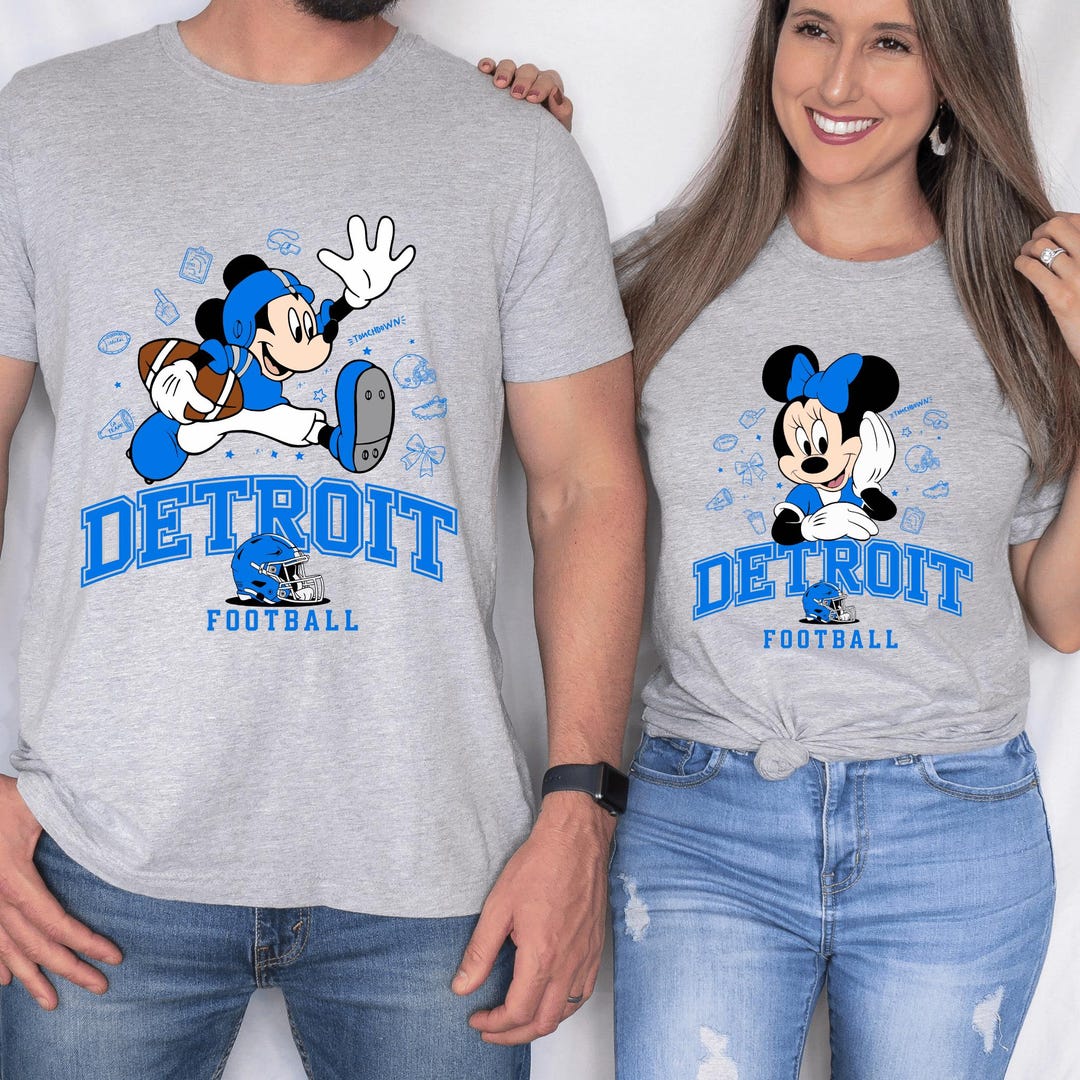 Detroit Football Family Sweatshirts: Mickey & Minnie Game Day Pullovers ...