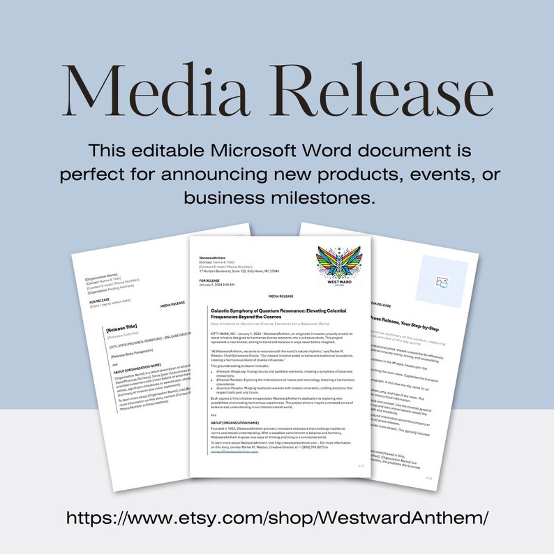 Professional Media Release Template - Editable Microsoft Word Document ...