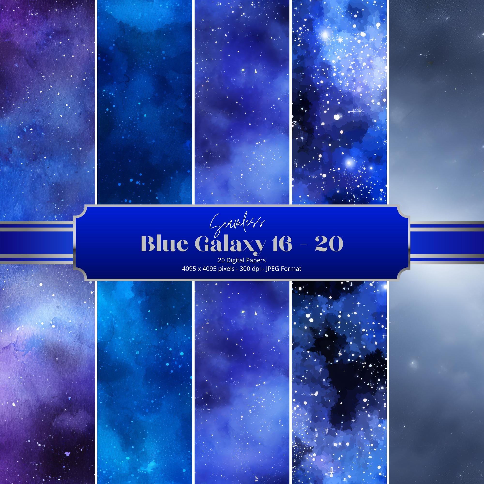 Editable Galaxy Template Blue Galaxy Seamless Backgrounds – 20 Digital ...