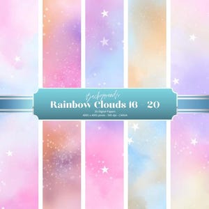 Rainbow Cloud Digital Paper | 20 Gradient Backgrounds | 4095x4095px ...