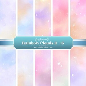 Rainbow Cloud Digital Paper | 20 Gradient Backgrounds | 4095x4095px ...
