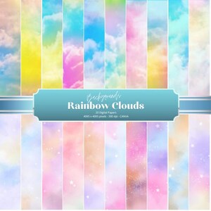 Rainbow Cloud Digital Paper | 20 Gradient Backgrounds | 4095x4095px ...