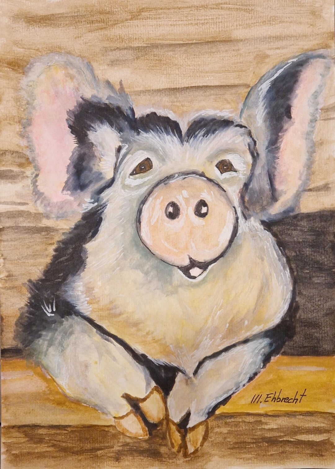 Hand Painted Watercolor Picture on Paper 300g/m2 Din A4 Animals Pig - Etsy