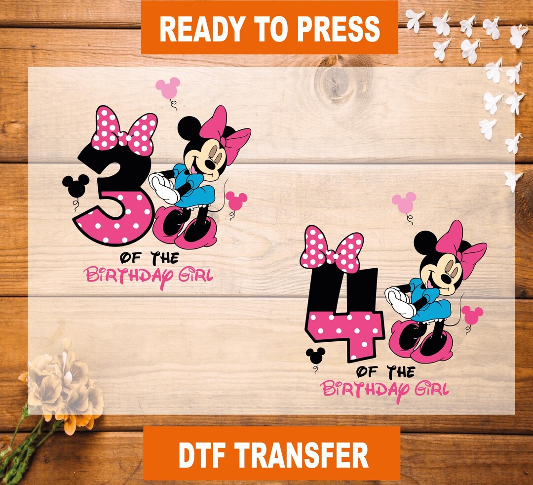 Minnie Birthday Ready to Press, Minnie Birthday DTF Transfer, Minnie ...