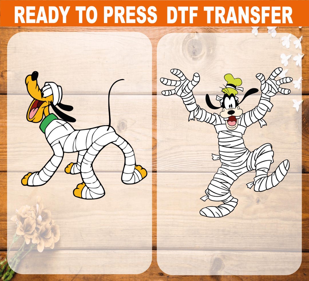 Disney Mummy Pluto and Goofy Halloween DTF Transfer, Ready to Press - Etsy