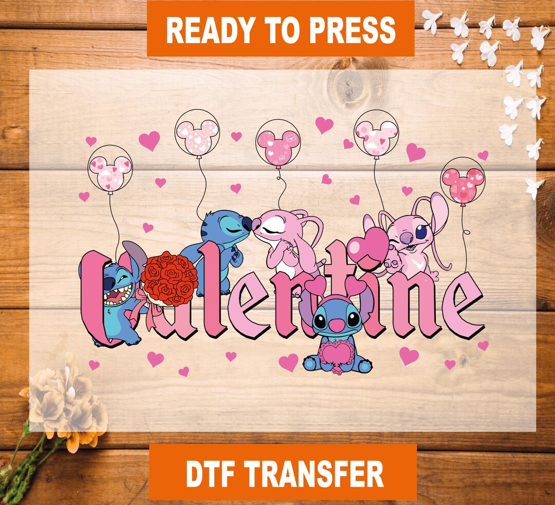 Lilo and Stitch Valentine DTF Transfer, Lilo and Stitch Valentine Ready ...