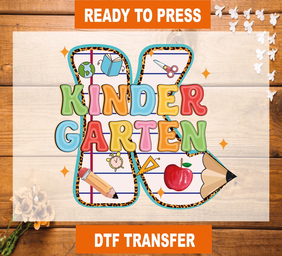 Pencil Kindergarten DTF Transfer, Back to School Ready to Press ...