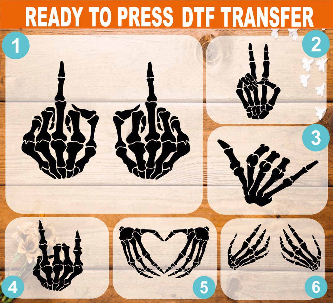 Skeleton Hands DTF Transfer: Halloween Heat Transfer, Skull Design - Etsy