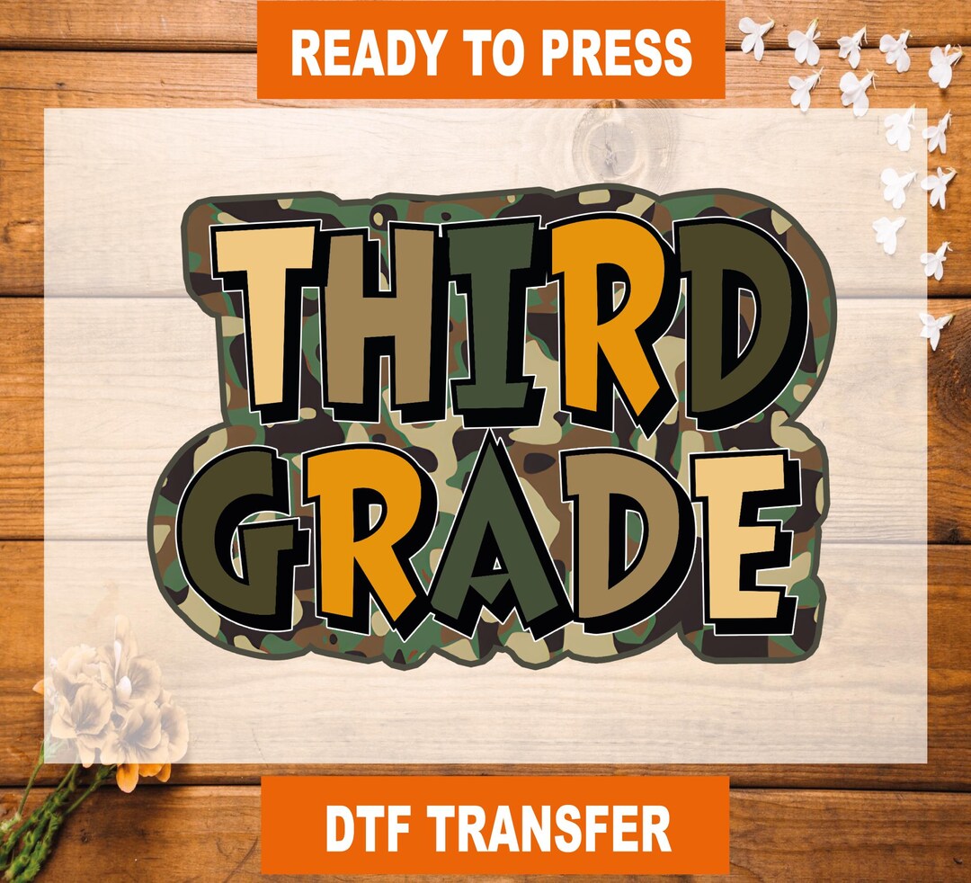 Retro Third Grade DTF Transfer: Back to School Heat Press Design - Etsy
