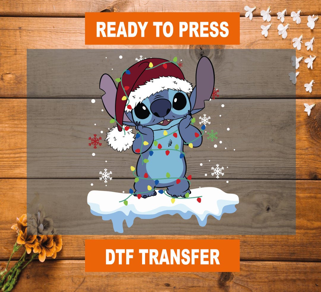 Stitch Christmas DTF Transfer, Stitch Disney Christmas Ready to Press ...