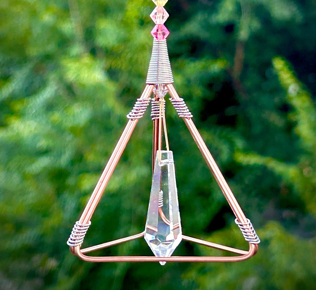 NEW Pastel Rainbow Pyramid Pendulum / Suncatcher Crystal Beads 2 1/2 X ...