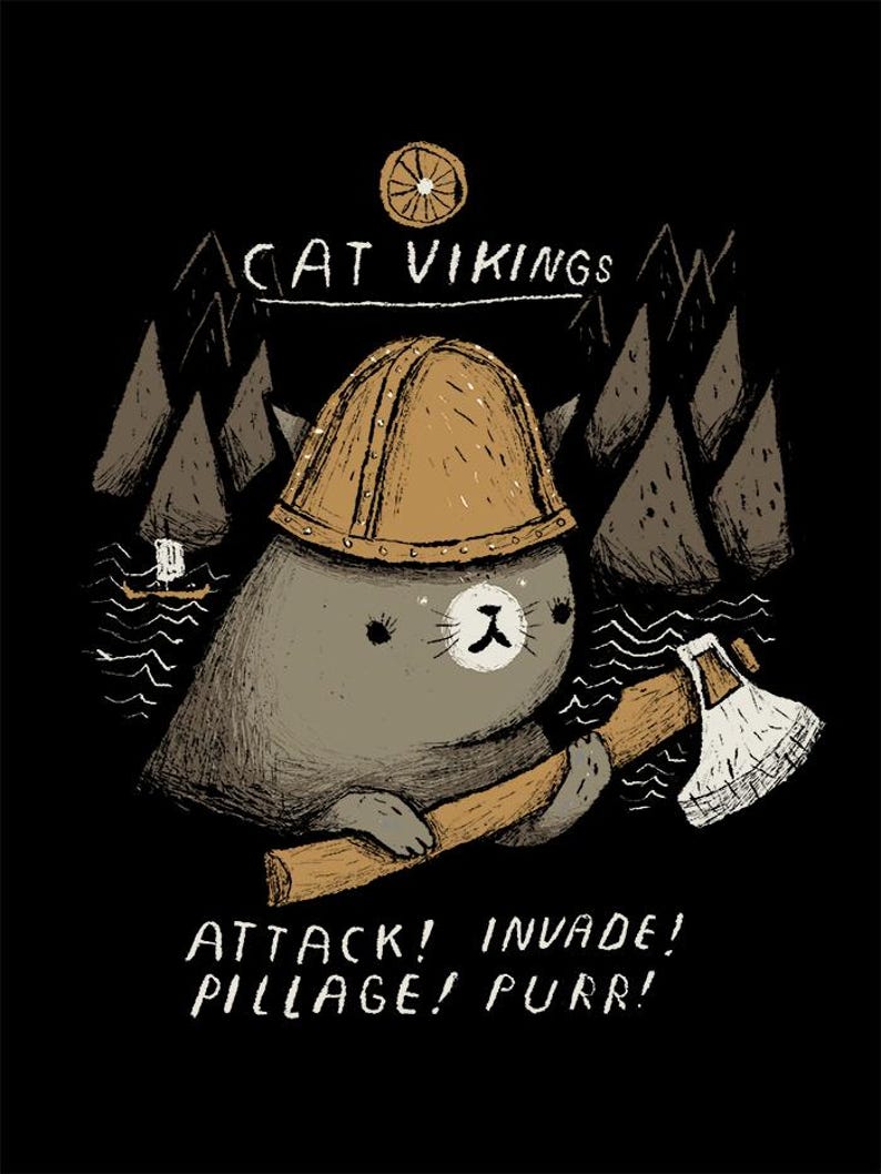 Cat Vikings T-shirt. Cat Tee. Viking Cats. - Etsy