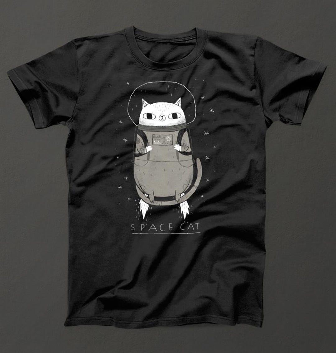Original Space Cat. T-shirt. Space Tee. Cute Cat in Space. - Etsy