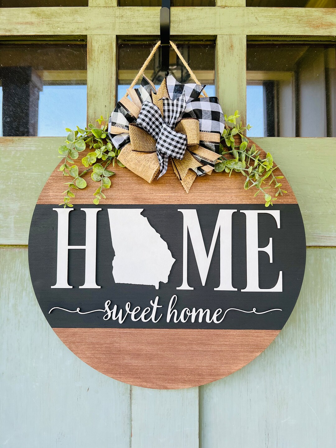 Front Door Decor, Georgia Home Sweet Home Door Hanger, Southern Welcome ...