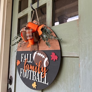Fall Front Door Decor, Fall Door Hanger, Football Door Wreath, Football ...