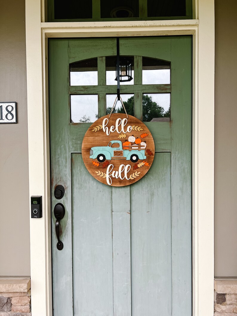 Front Door Decor, Fall Truck Sign, Hello Fall, Gift for Best Friend ...