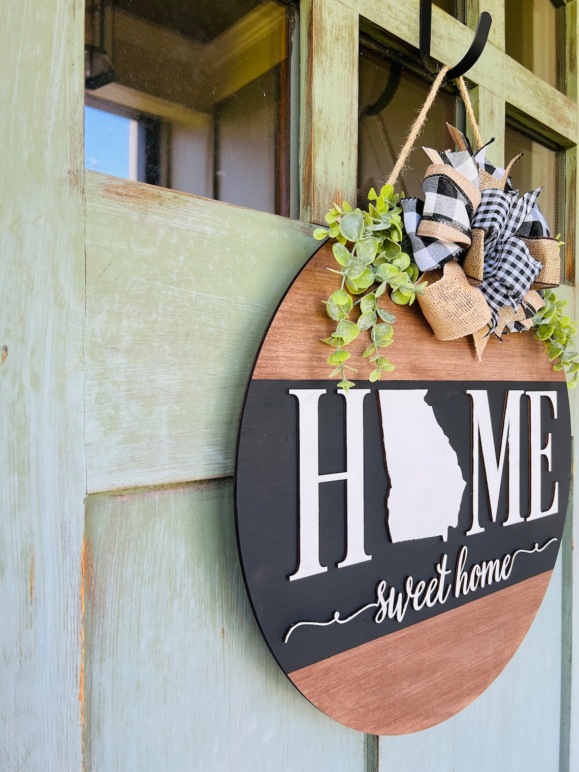 Front Door Decor, Georgia Home Sweet Home Door Hanger, Southern Welcome ...