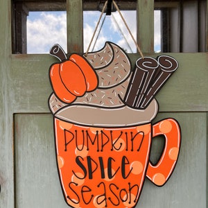 Fall Door Hanger, Front Door Wreath, Pumpkin Spice Door Hanger, Gift ...