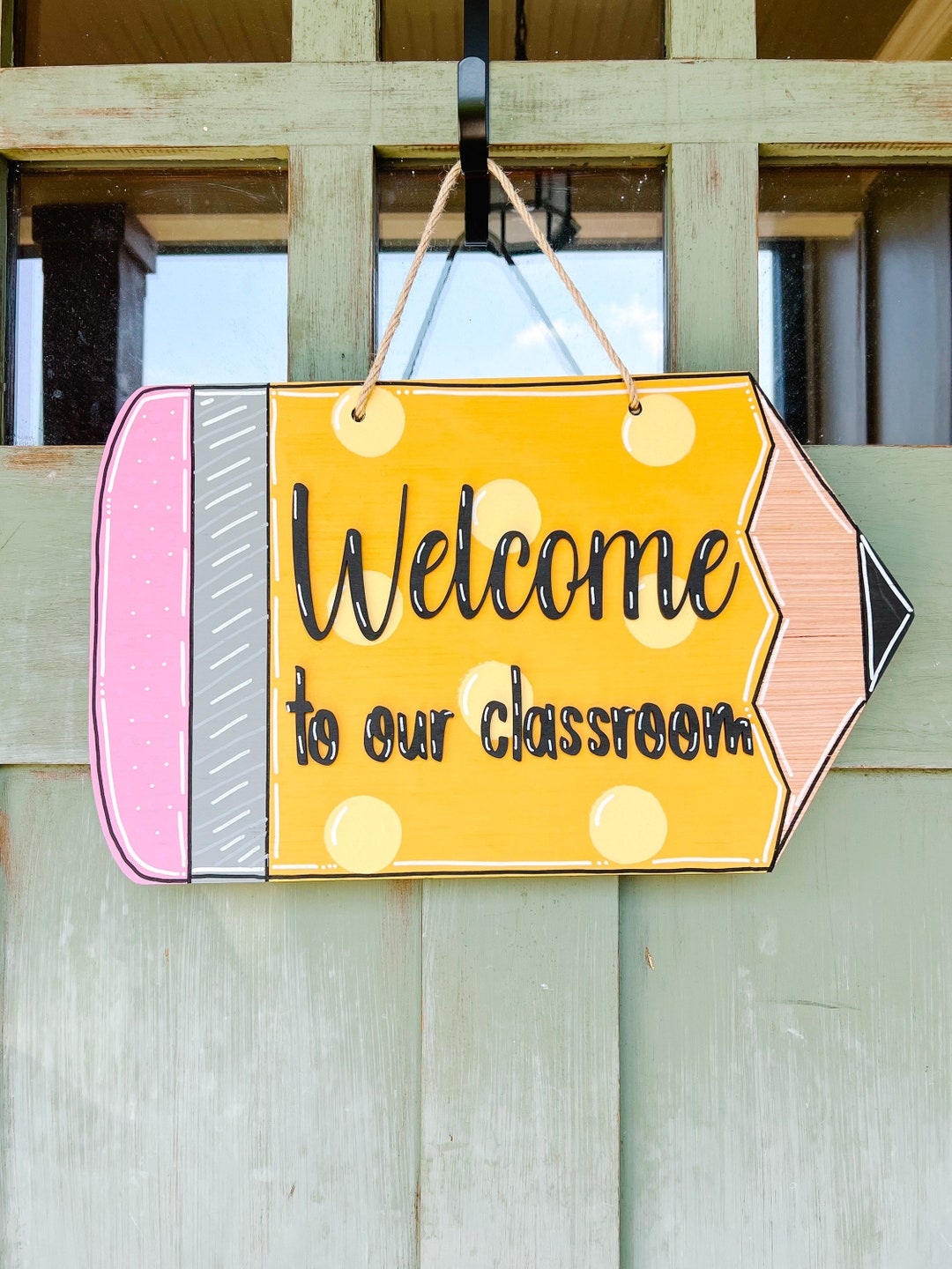 Teacher Door Decor, Personalized Teacher Door Hanger, Pencil Door Sign ...