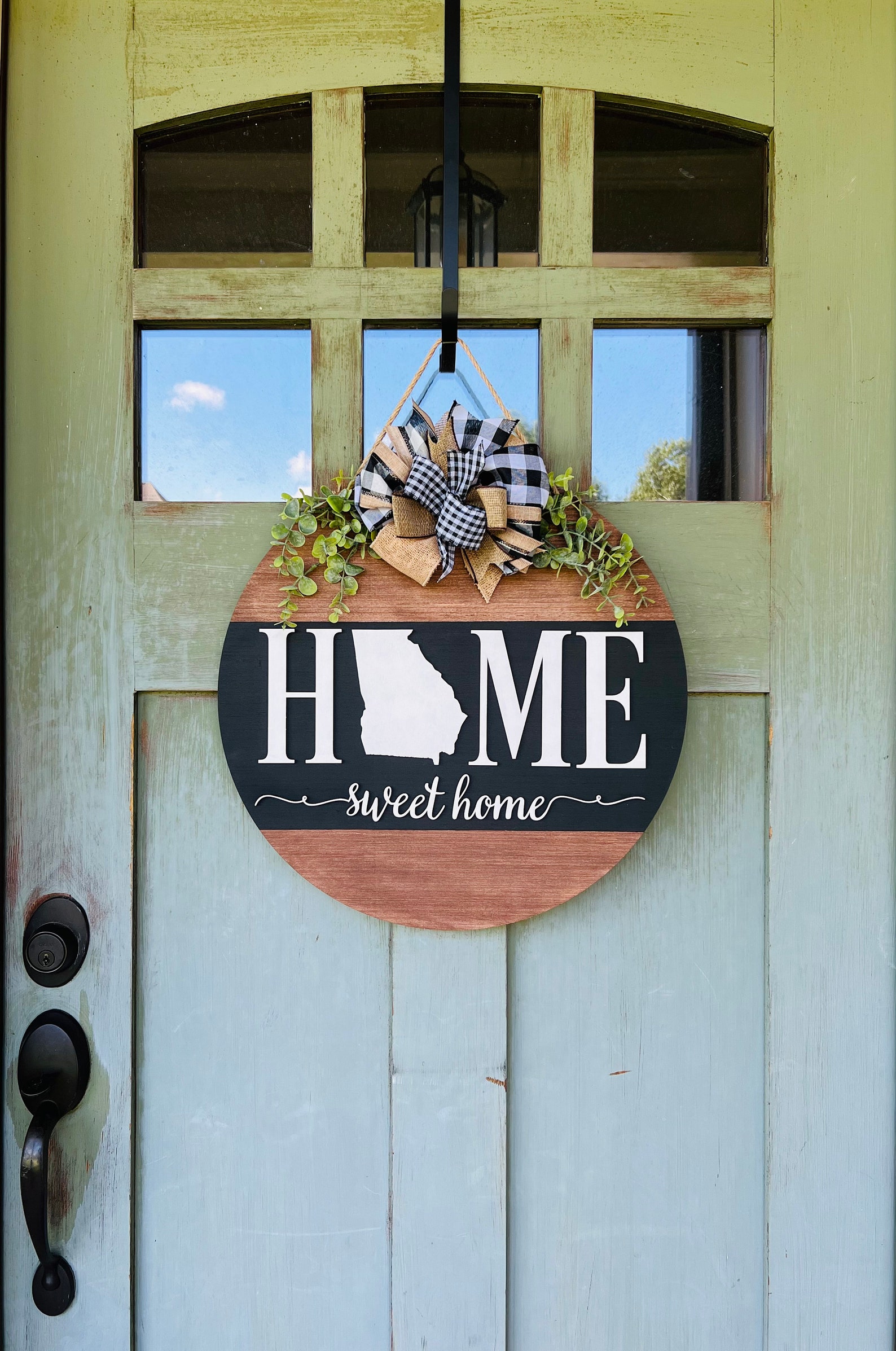 Front Door Decor, Georgia Home Sweet Home Door Hanger, Southern Welcome ...