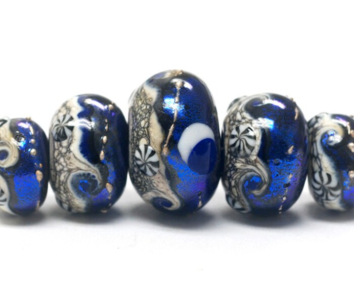 Handmade Glass Lampwork Bead Five Graduated Cobalt Celestial | Etsy