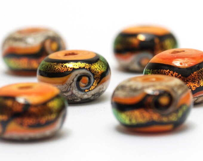 Summer Sunset Waves Rondelle Beads 10802021 Handmade Glass Lampwork ...