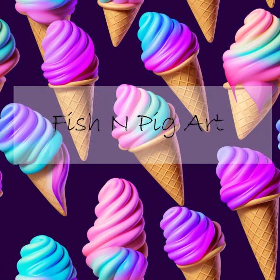 3D Neon Ice Cream Print| Seamless Pattern| Repeating File| 3D Neon Ice ...