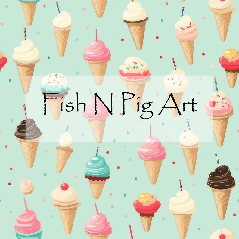 Ice Cream Cone Print Seamless Pattern Repeating File Ice Cream Cone ...